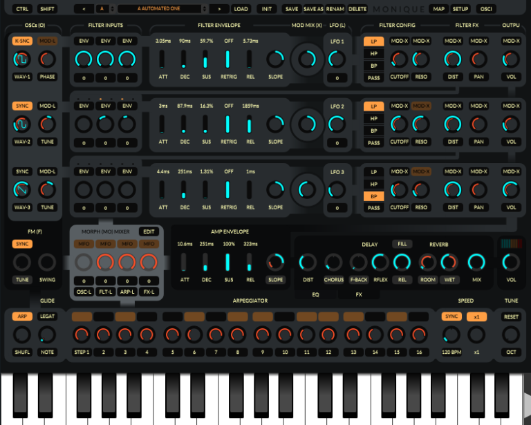 Monique - Free 808 Bass Synth VST Plugin with 140+ Presets