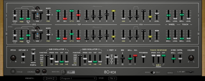 80-Vox Retro Synth VST Plugin inspired by Yamaha CS-80