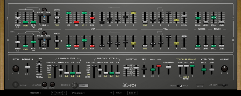 80-Vox Retro Synth VST Plugin inspired by Yamaha CS-80