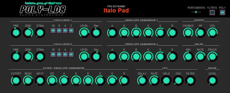 Poly-LD8 Free Synth VST Plugin with 5 Free Presets